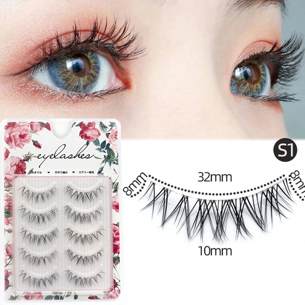 5 Pairs Women 3D Slender Transparent Stems Faux Mink False Eyelashes ...