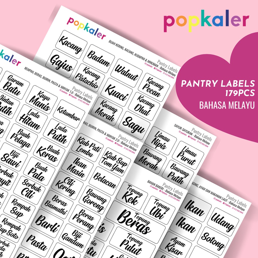 Pantry Labels 179pcs : Bahasa Melayu | Shopee Singapore