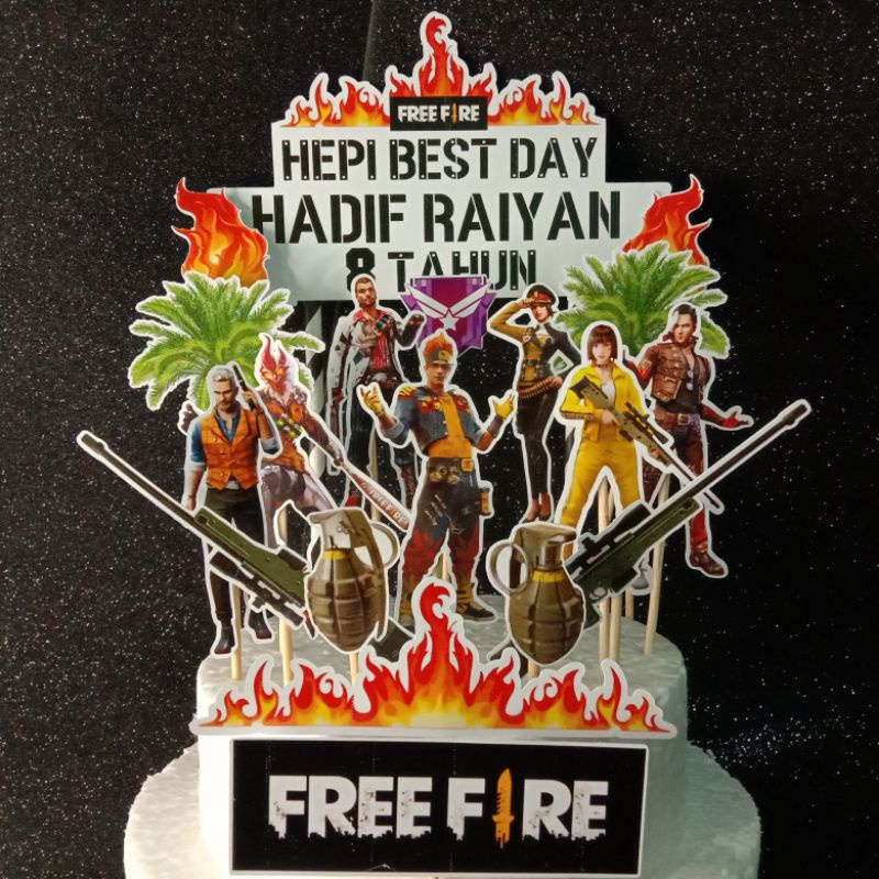 Free Fire Cake Topper 2 in 1 (Cake Topper + Sticker) | Shopee Singapore