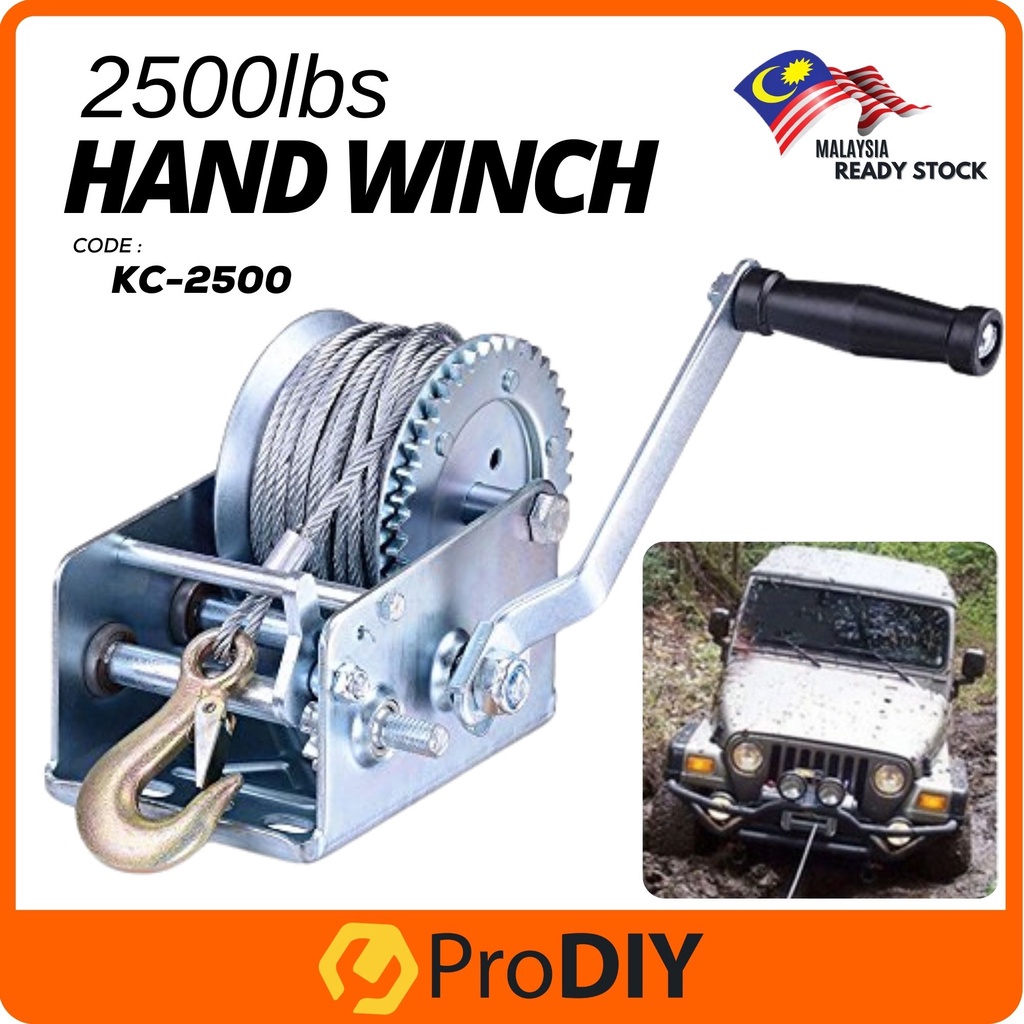 2500lbs Manual Hand Winch Cable compatible with Boat Trailer Caravan Marine 8M / 10M Cable Wire ...