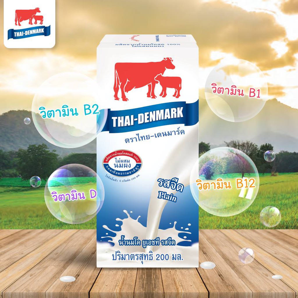Thai Denmark UHT Milk Plain 250ml x 12 Packs.100% Fresh Milk! Halal | Shopee Singapore