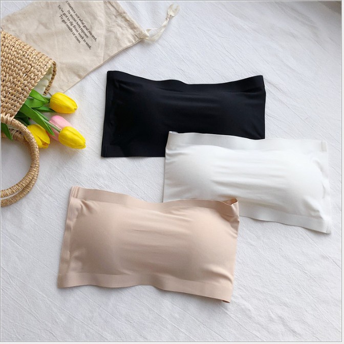 Korean Ice Silk Tube Top Seamless Bra Strapless One-Piece Bras High ...