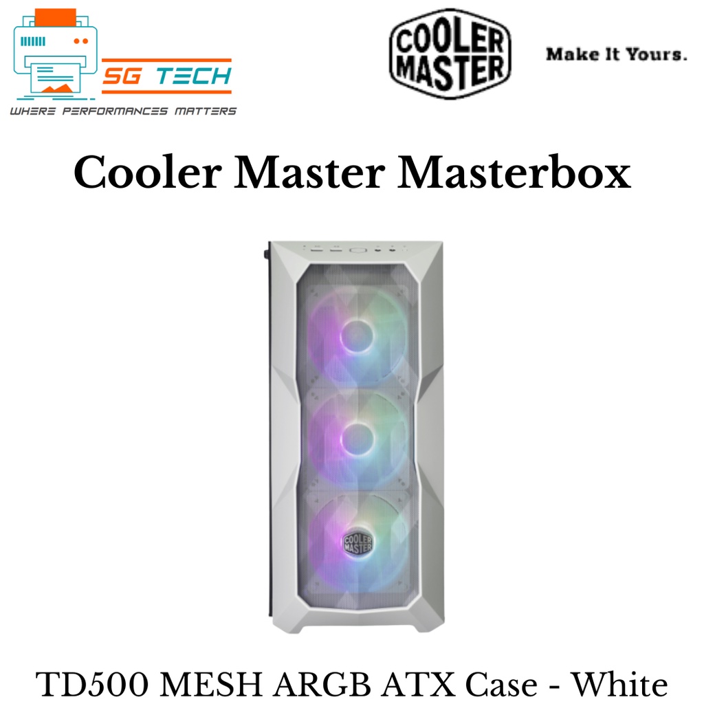 Cooler Master Masterbox TD500 MESH ARGB ATX Case - White - 2 Years ...