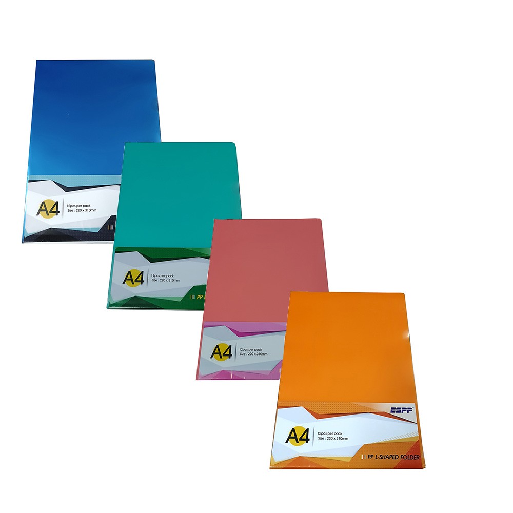 Get 24pcs (2 packs of 12pcs) A4 L-Shape Folders in any 2 colours ...
