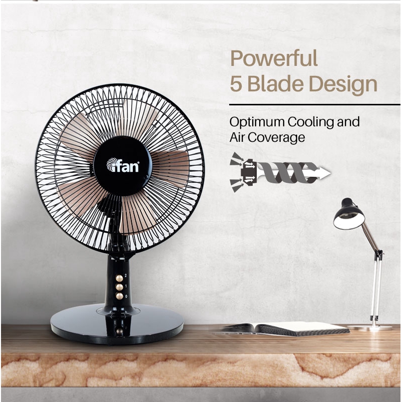 iFan 9" Desk Fan – 5 Blades, Turbo Fan, Vortex Airflow, Adjustable Tilt ...