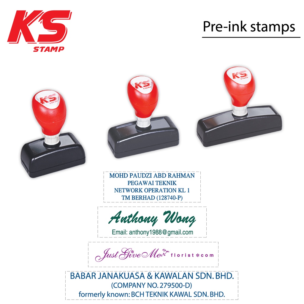 Custom Made KS Flash Rectangular Stamp | Pre-inked Stamp 12mm x 39mm ...