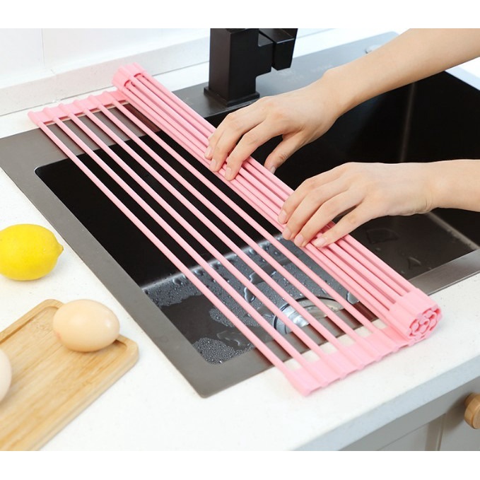 Modern Silicone Fold Dish Drying Rack Roll Up Dish Drying Rack | Shopee ...