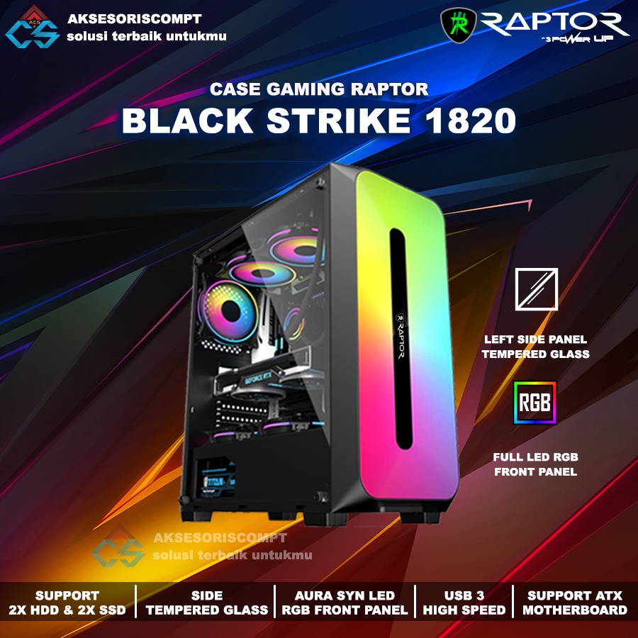 Powerup Raptor 1820 Black RGB LED Gaming Case - Gaming Case | Shopee ...