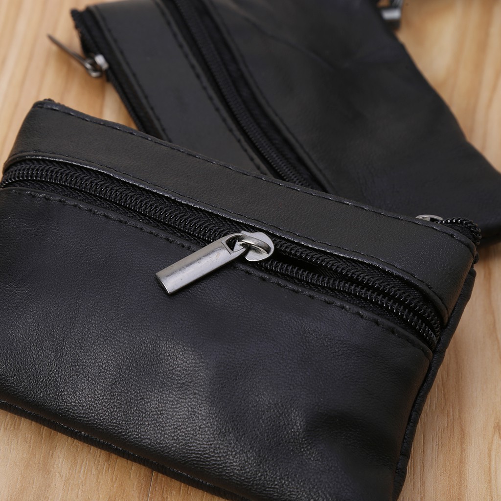 ⭐ Soft Men Women Card Coin Key bag Zip Leather Wallet Pouch Bag Purse ...