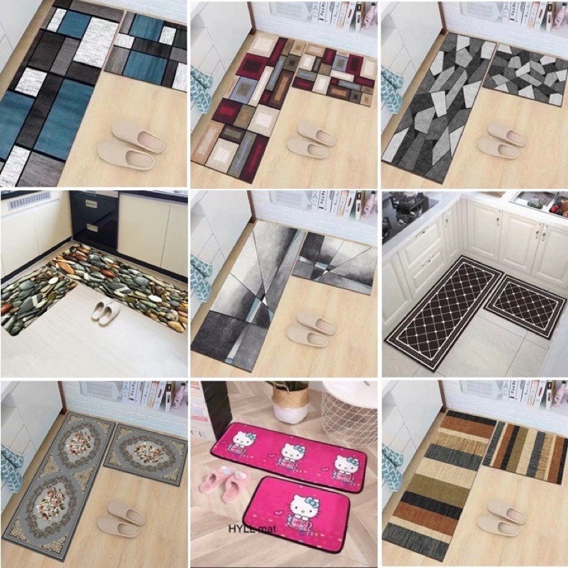 2 PCS Anti Slip 5D Kitchen Rugs Good Quality Waterproof Material Velvet ...