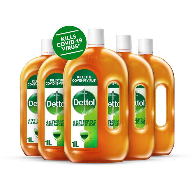 [Bundle of 5] Dettol Antiseptic Germicide Liquid 1L (Kills 99.9 Percent ...