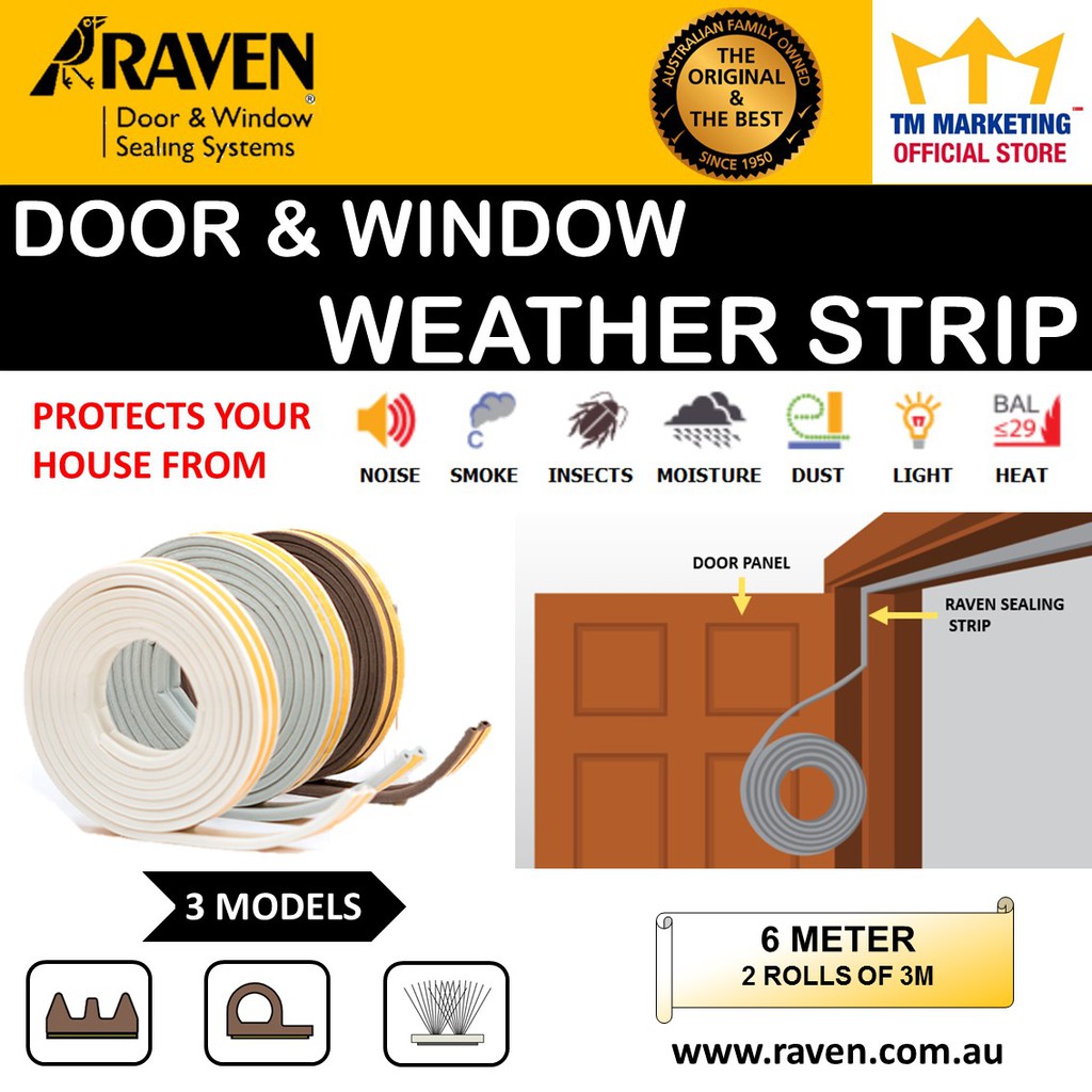 RAVEN DOOR & WINDOW WEATHER SEALING SELF-ADHESIVE SEALS | Shopee Singapore