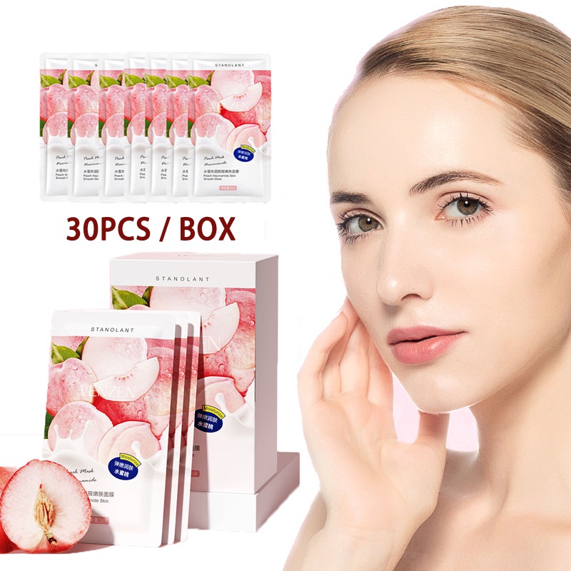 VENZEN 30pcs/box Peach Sleeping Mask Moisturizing Whitening Oil Control ...