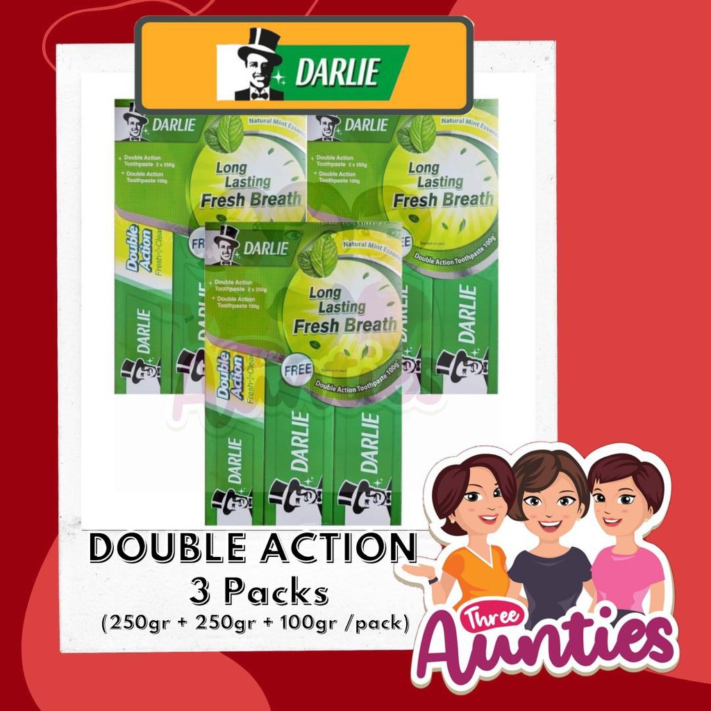 Darlie Double Action Toothpaste, 2x250g + 100g | Shopee Singapore