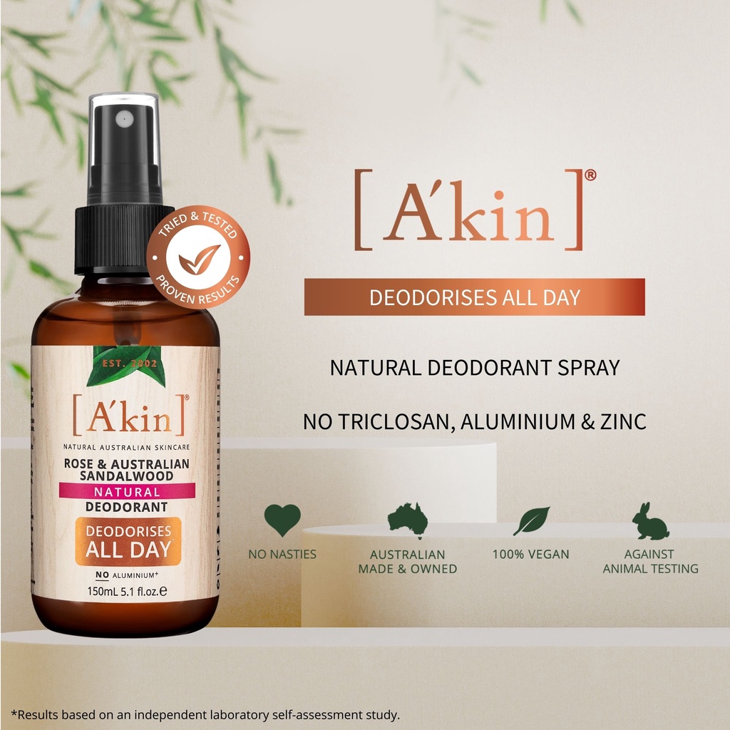 A'kin Rose & Australian Sandalwood Natural Spray Deodorant 150ml AK0098 ...