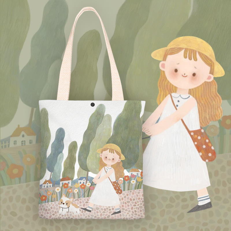 Zipper Premium Cotton Chic Casual Canvas Tote Bag Unique Design ...