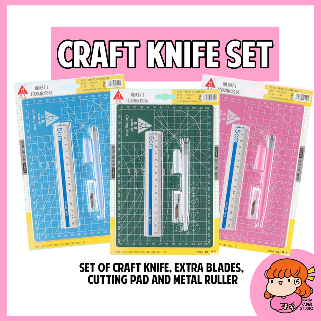 🇸🇬 Craft Knife Precision Paper Cutter with A5 Cutting Pad Metal Ruler ...