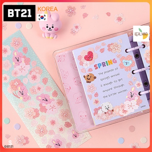 NEW! BT21 STICKER OFFICIAL, BT21 Hologram Sticker (Cherry Blossom ...
