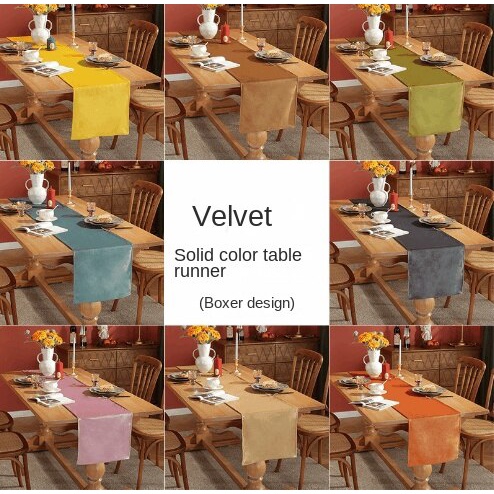 American Solid Color Series Table Runner Nordic Style Simple Tea Velvet ...