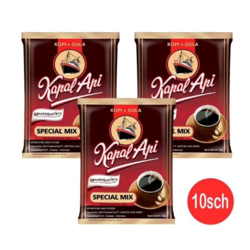 Kopi KAPAL API SPECIAL MIX Coffee PLUS Sugar 1dozen (10 Sachets ...