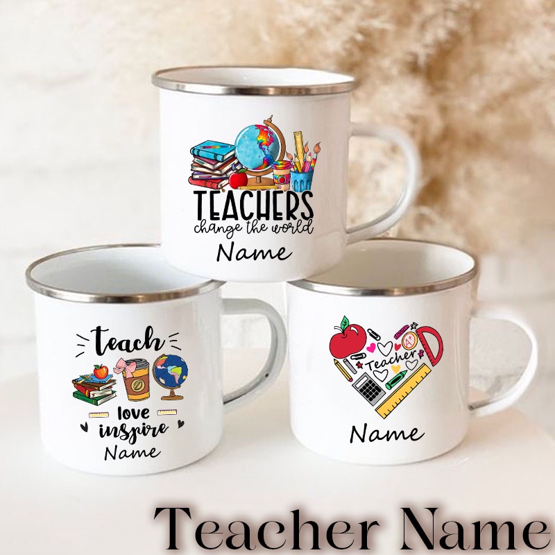 Custom Teacher Name Personalized Enamel Mug School Water Cups Creative ...