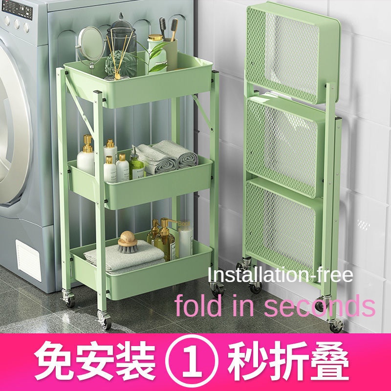 Foldable | Movable Kitchen Storage Shelf 3 / 4 Tier Kitchen Trolley ...