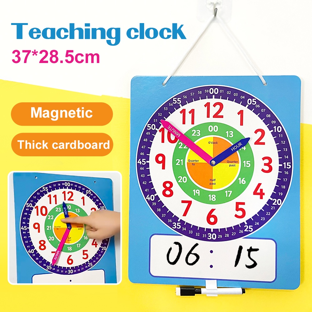 Kids Montessori Learning Clock Toy Write & Wipe Demonstration Clocks ...
