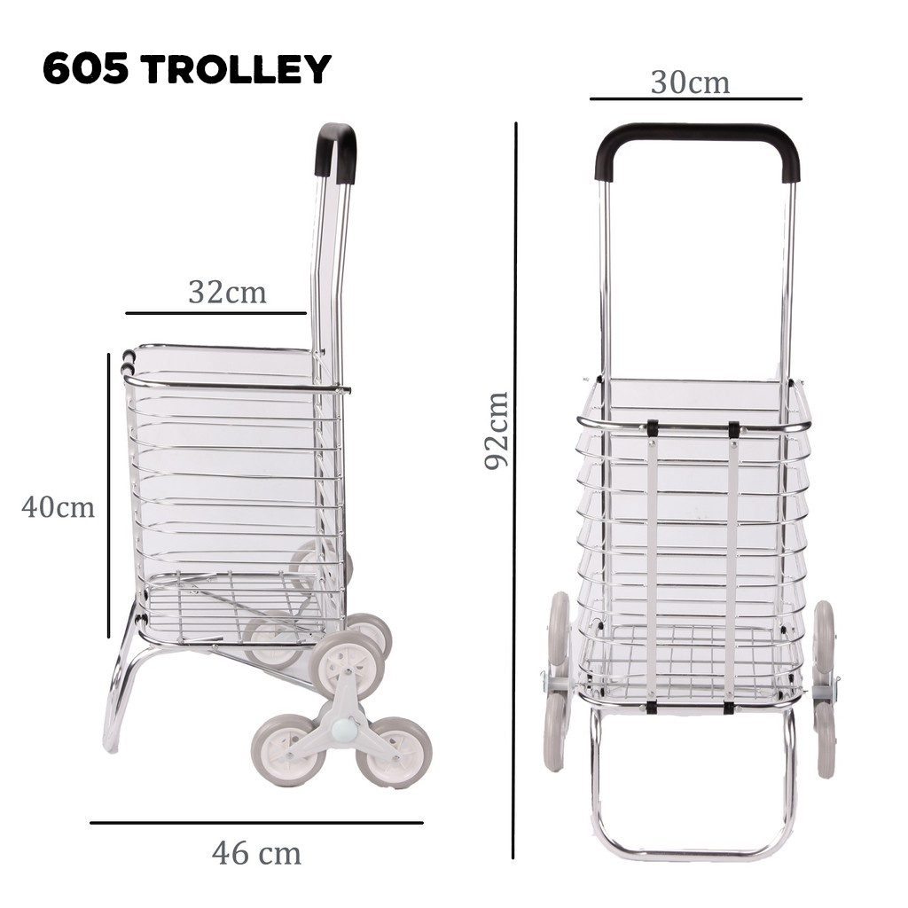 4 Wheel 6 Wheel Foldable Market Trolley Shopping Aluminium Light Duty ...