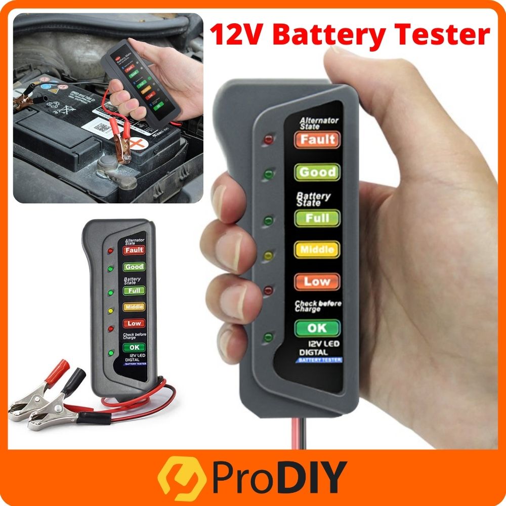 12V Battery Voltage Tester Mini Digital Auto Checker Alternator 6 LED ...