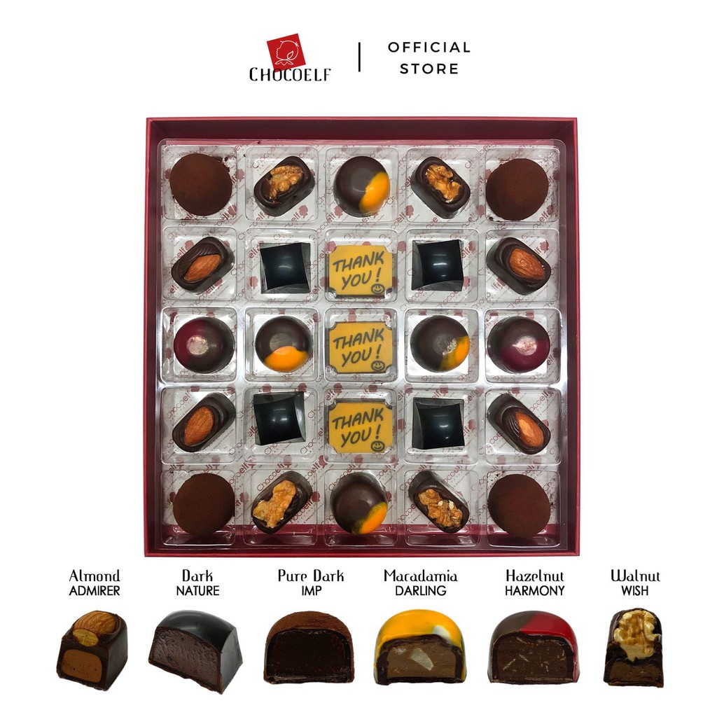 CHOCOELF Thank You Chocolate Box Giftset (No Sugar Added) | Shopee ...