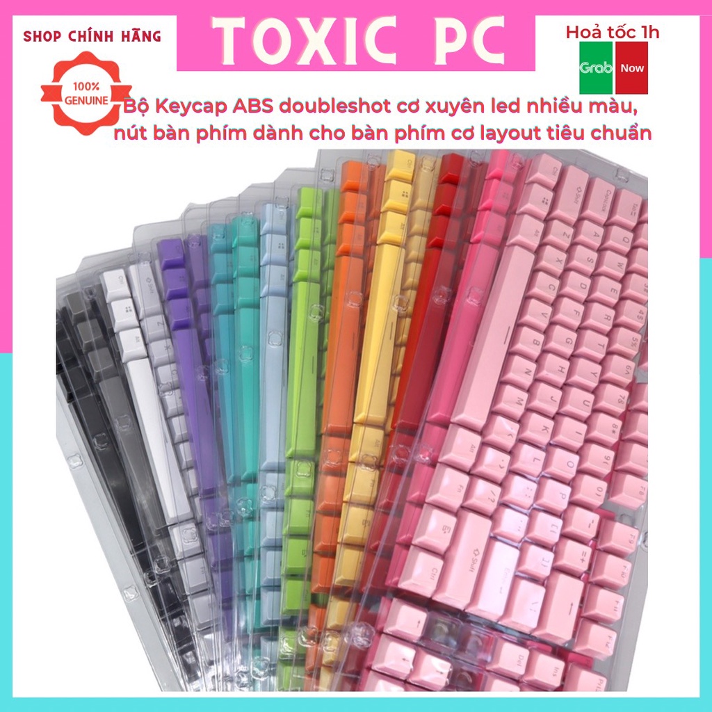Set of 108 mechanical doubleshot PBT keycaps with multi-colored LEDs ...