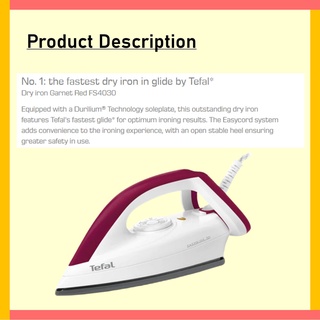 Tefal (FS4030) Easygliss 1200W Dry Iron | Shopee Singapore