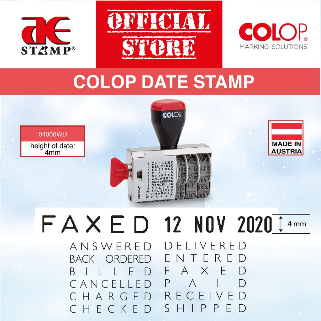COLOP Date Stamp with Phrases 04000WD | Band Stamp | Traditional Dater Stamp | 4mm | Medium ...