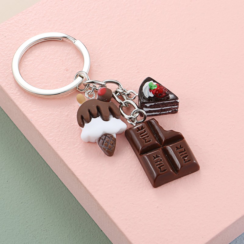 Lovely Dessert Keychain Afternoon Tea Key Ring Ice Cream Chocolate Cake ...