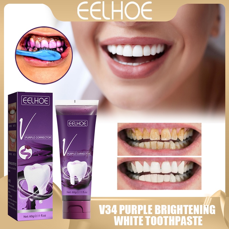 EELHOE V34 Purple Whitening Toothpaste Natural Herbal Plant Extract ...