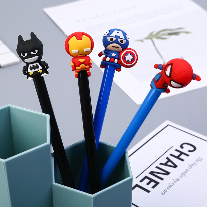 1PC cute 0.5mm superhero Spiderman Captain America Iron Man gel pen ...