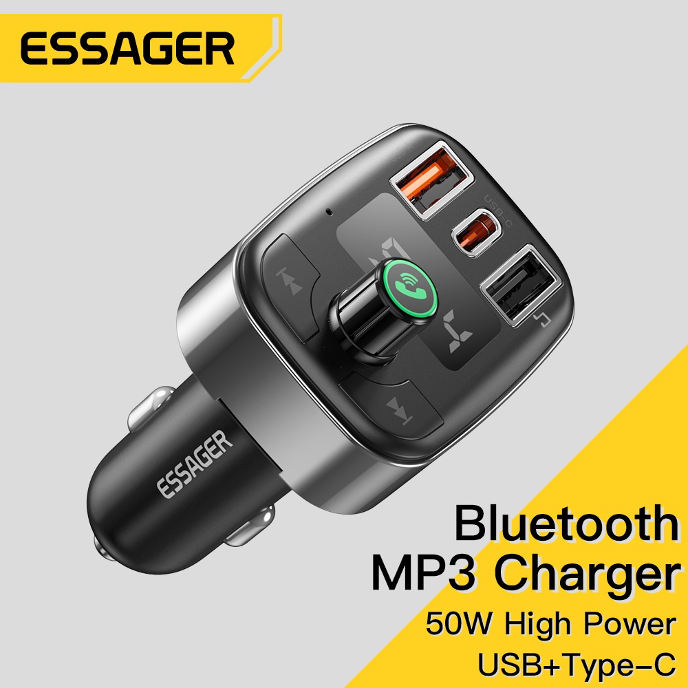 Essager USB Type-C Support PD QC Car Fast Charger FM Transmitter ...