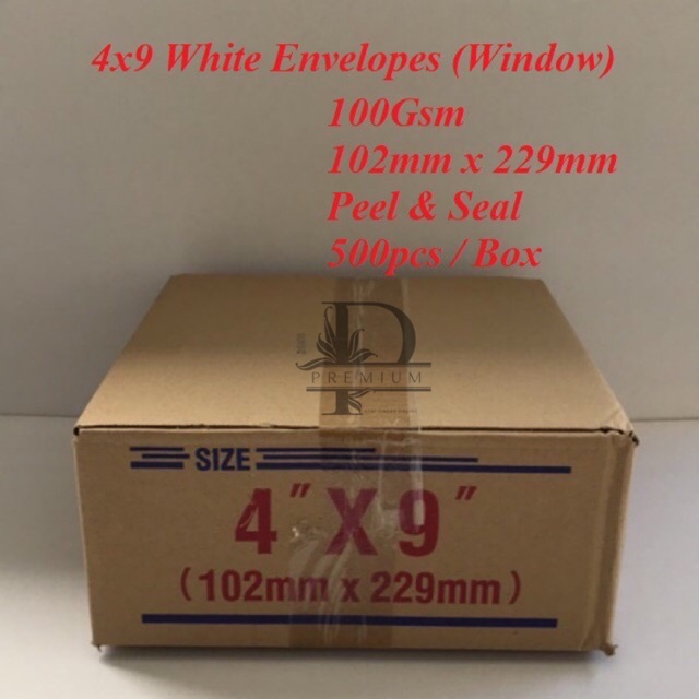 4x9 White Envelope (Window) 100gsm 500's (Peel & Seal)/Small Letter ...