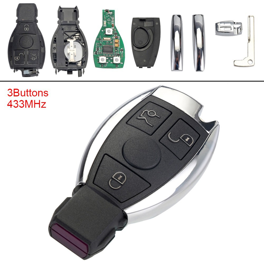 433MHz 3 Buttons Keyless Uncut Flip Remote Key Fob for Me-rcedes B-enz ...
