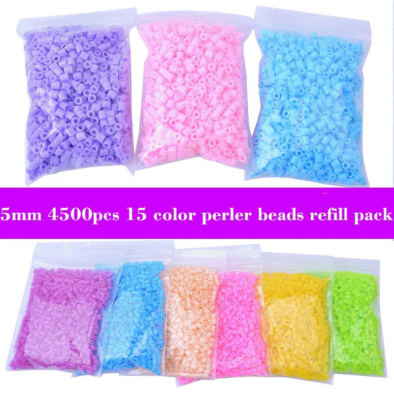 4500pcs 5mm 15 color PERLER BEADS REFILL PACK | Shopee Singapore