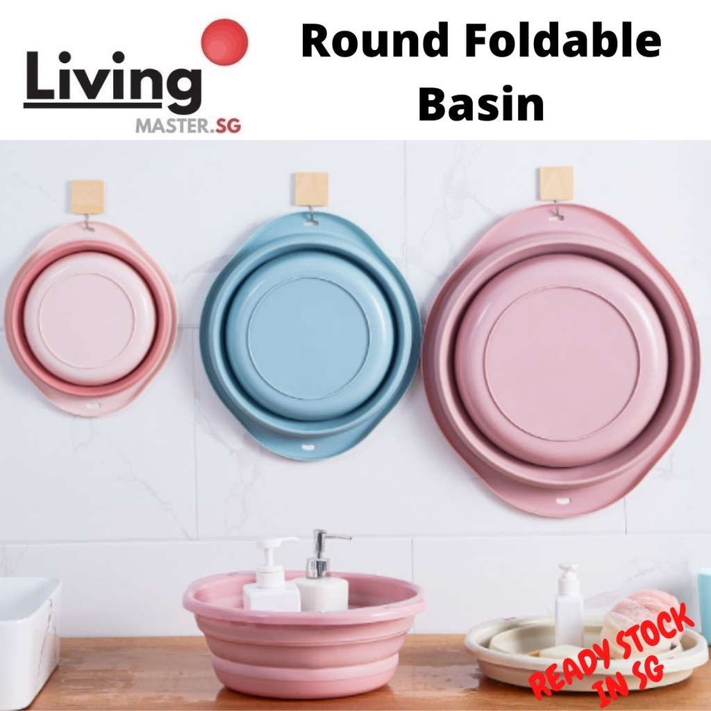 Round Collapsible / Folding Pail Wash Basin Foldable Portable Baby Bath ...
