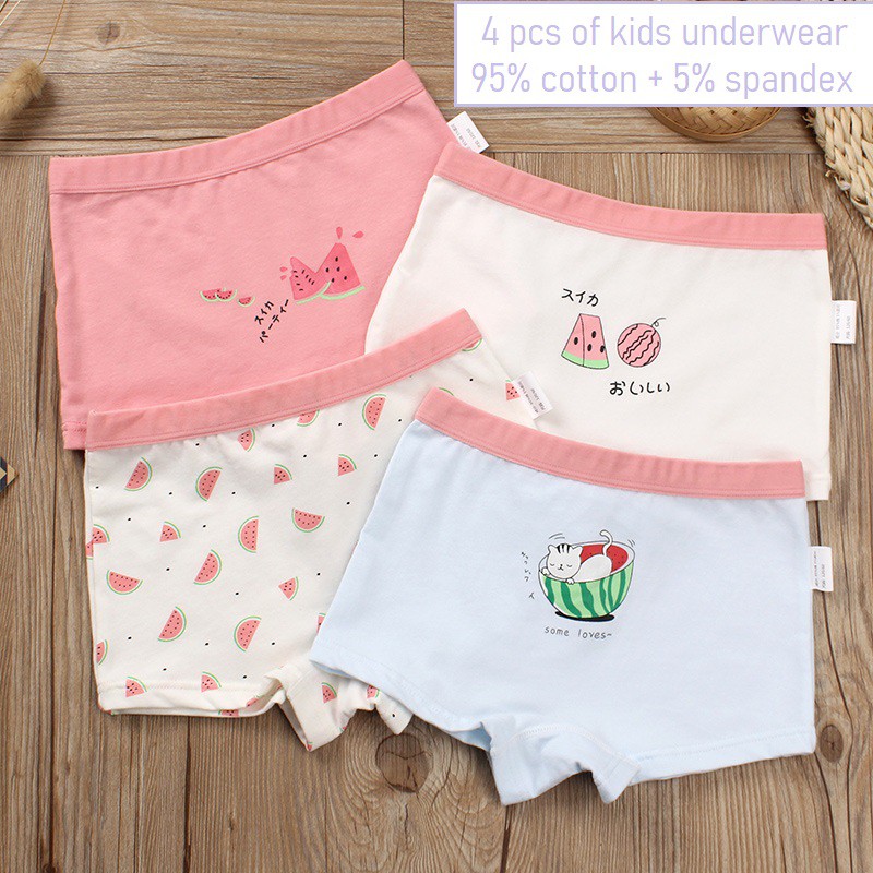 No fluorescer Cartoon cat and watermelon 4 pcs Kids Underwear for Baby ...