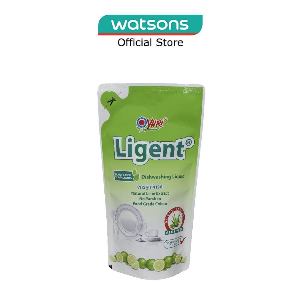 YURI Ligent Antibacterial Dishwashing Liquid Refill Lime 600ml | Shopee ...