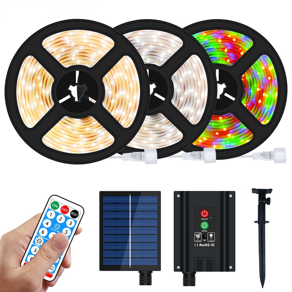 Solar LED Strip Light Lithium Battery Solar panels Remote Control ...