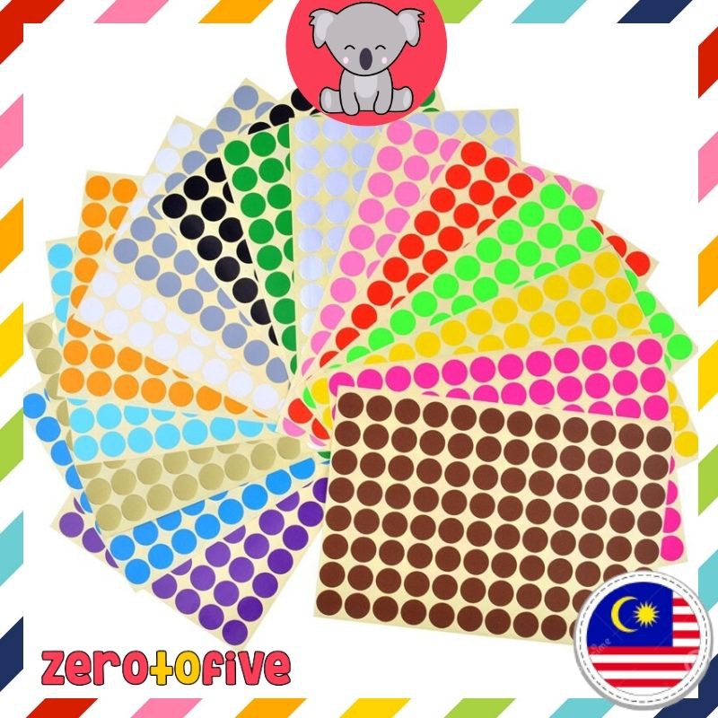 70pcs/sheet Color Sticker 16mm Circle Round Color Coded Adhesive Label ...