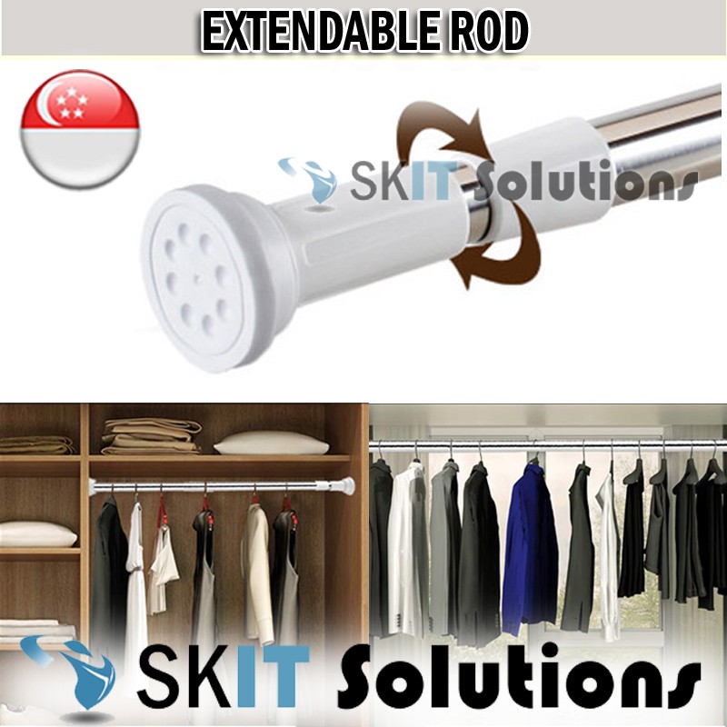Curtain Rod Pole Laundry Shower Practical Stainless Steel Round Head ...