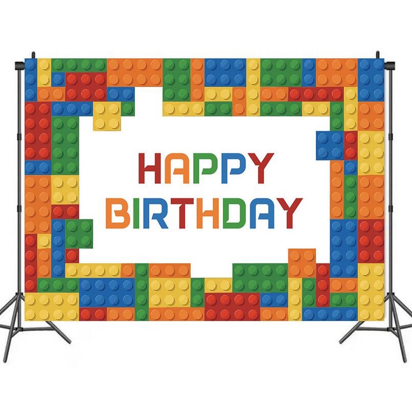 Lego blocks Happy Birthday Theme Photography Backdrops Children Boys ...