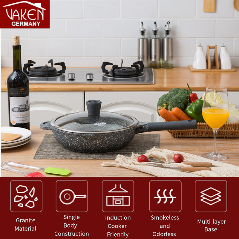 Uakeen Granite Flat Grill Frying Pan with Free Cover (Non-Stick and ...