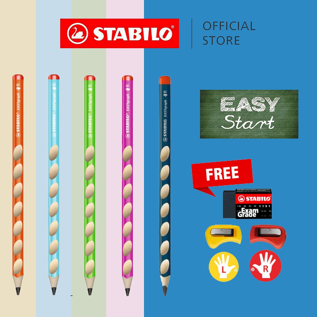 STABILO EASYgraph Handwriting Jumbo-sized Ergonomic 2B Wooden Pencil ...