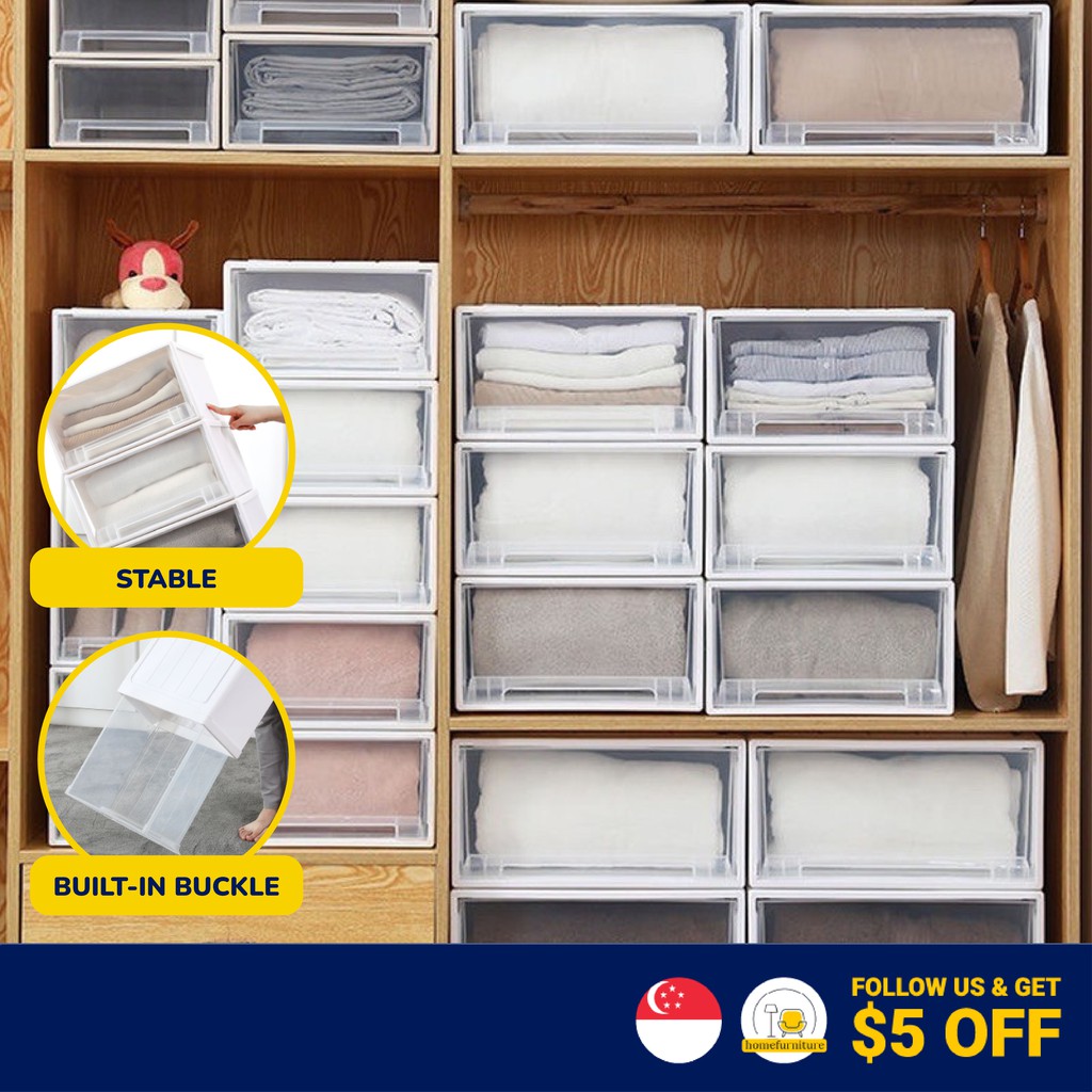 Homefurniture Stackable Storage Drawer Plastic Container Cabinet Home ...